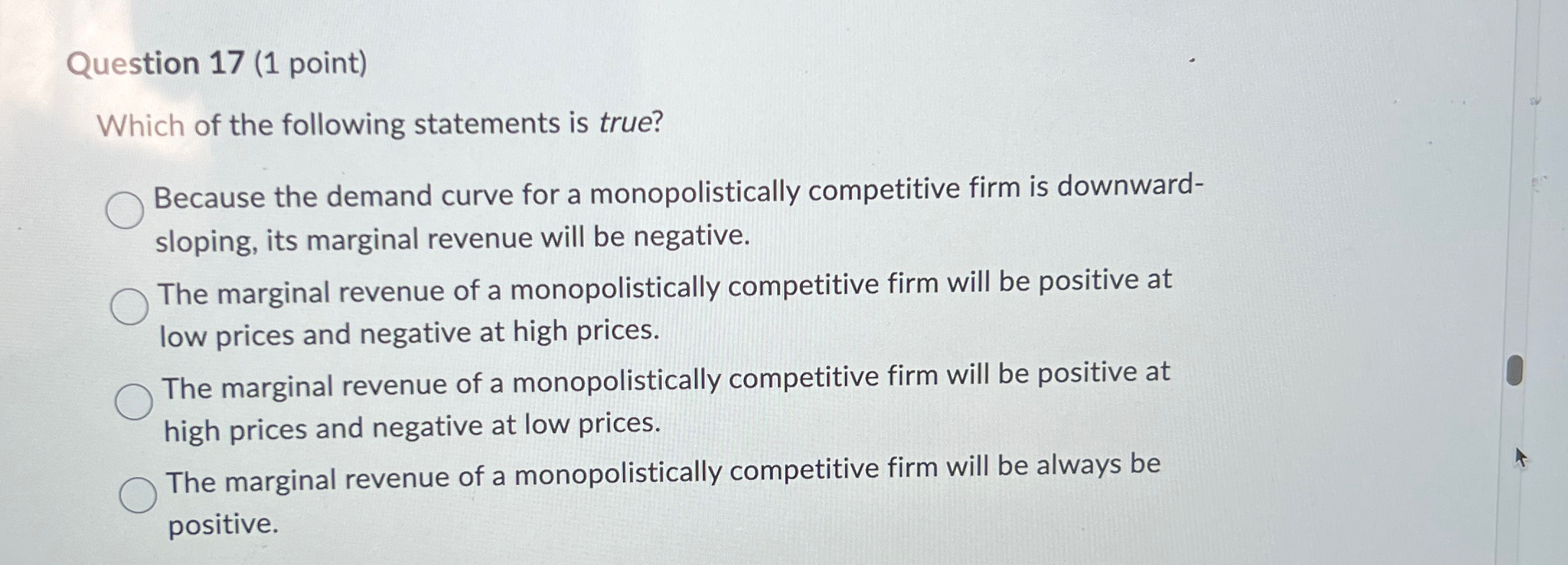 Solved Question 17 (1 ﻿point)Which of the following | Chegg.com