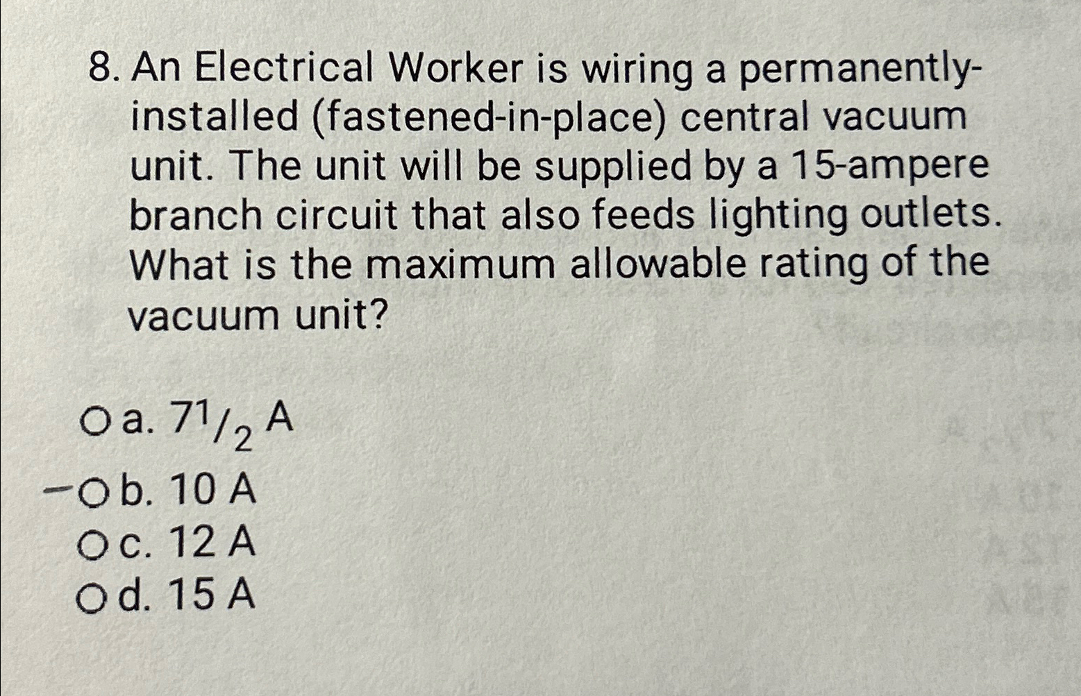 Solved An Electrical Worker is wiring a permanentlyinstalled | Chegg.com