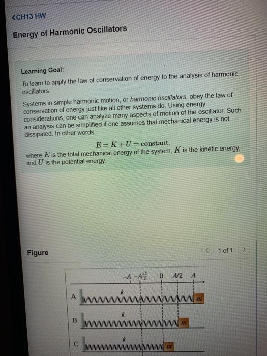 Solved CH13 HW Energy of Harmonic Oscillators Learning Goal: | Chegg.com