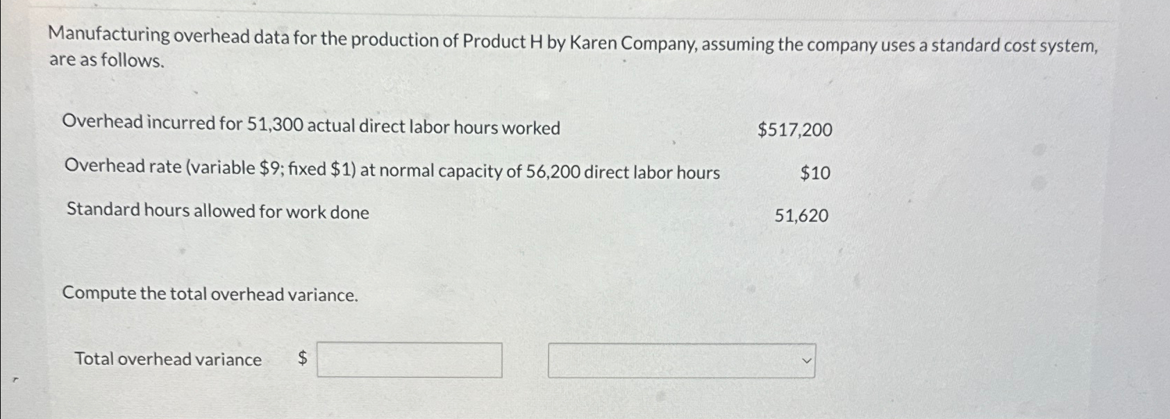 Solved Manufacturing overhead data for the production of | Chegg.com