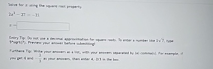 Solved Solve for x ﻿using the square root | Chegg.com