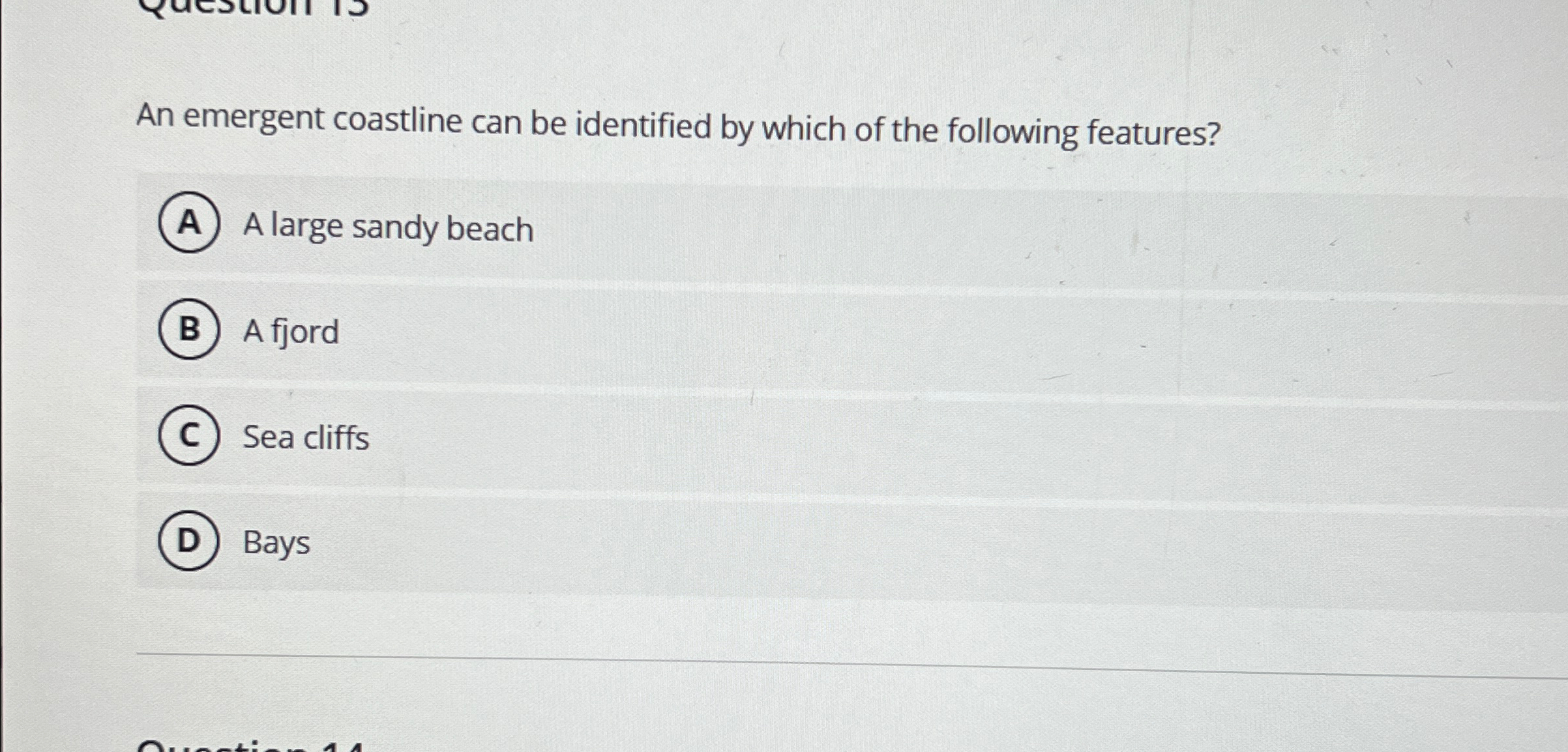 Solved An emergent coastline can be identified by which of | Chegg.com