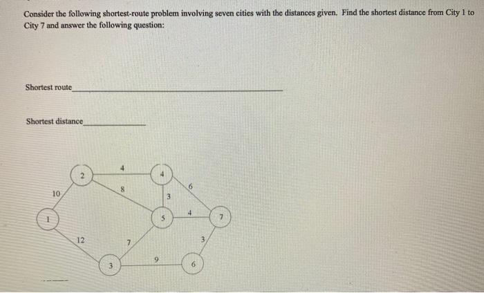 Solved Consider the following shortest-route problem | Chegg.com