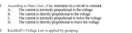 Solved 5 ﻿According to Ohm's law, if the resistance in a | Chegg.com