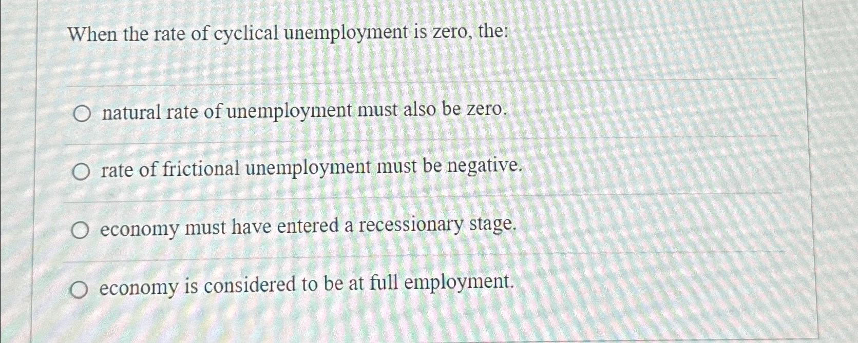 Solved When The Rate Of Cyclical Unemployment Is Zero 1834