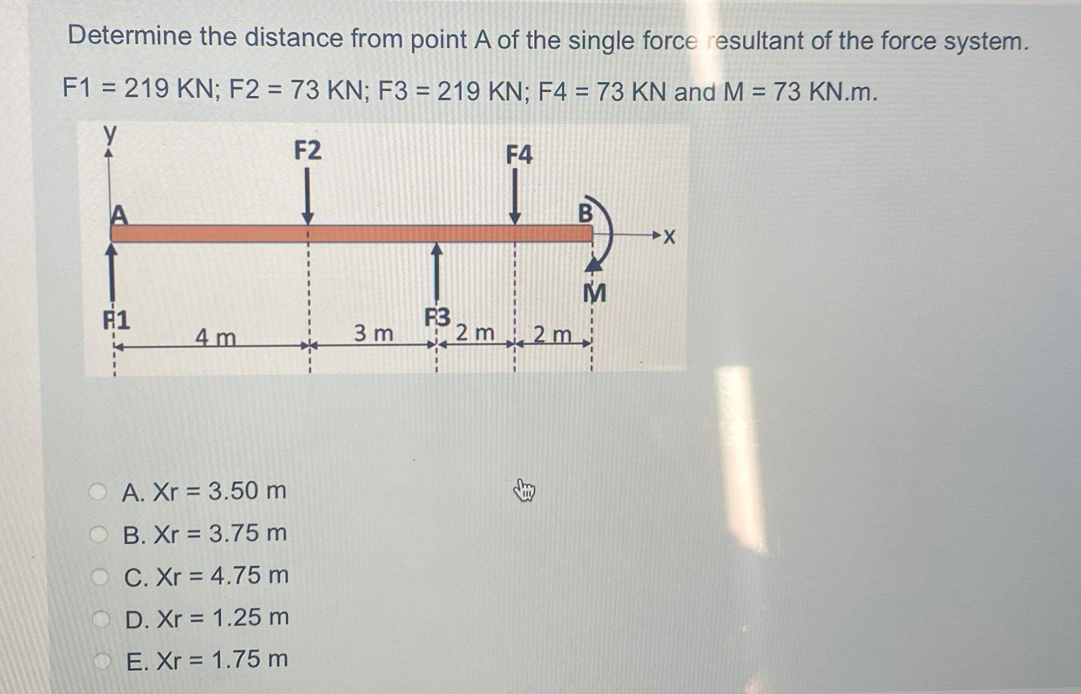 Solved Determine the distance from point A of the single | Chegg.com