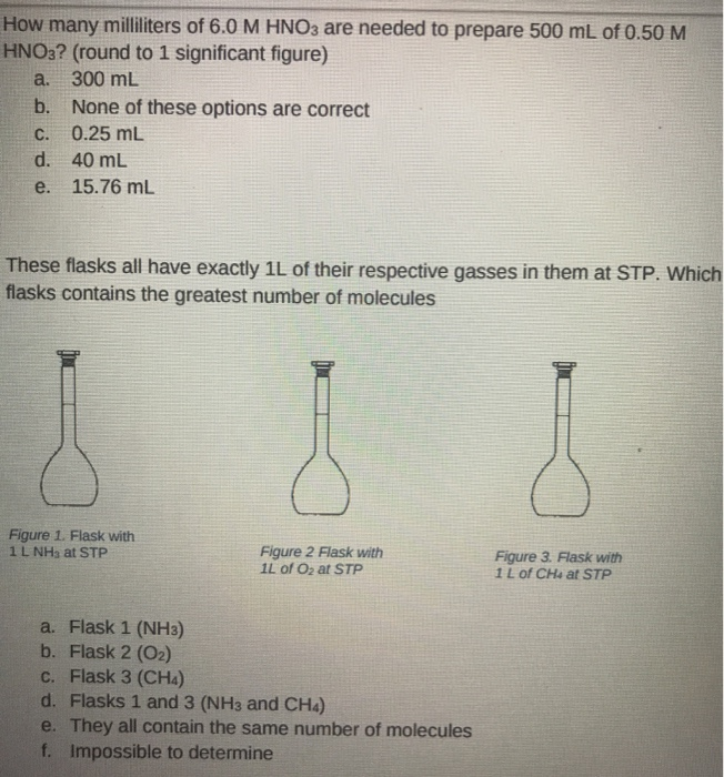 Solved How many milliliters of 6.0 M HNO3 are needed to | Chegg.com