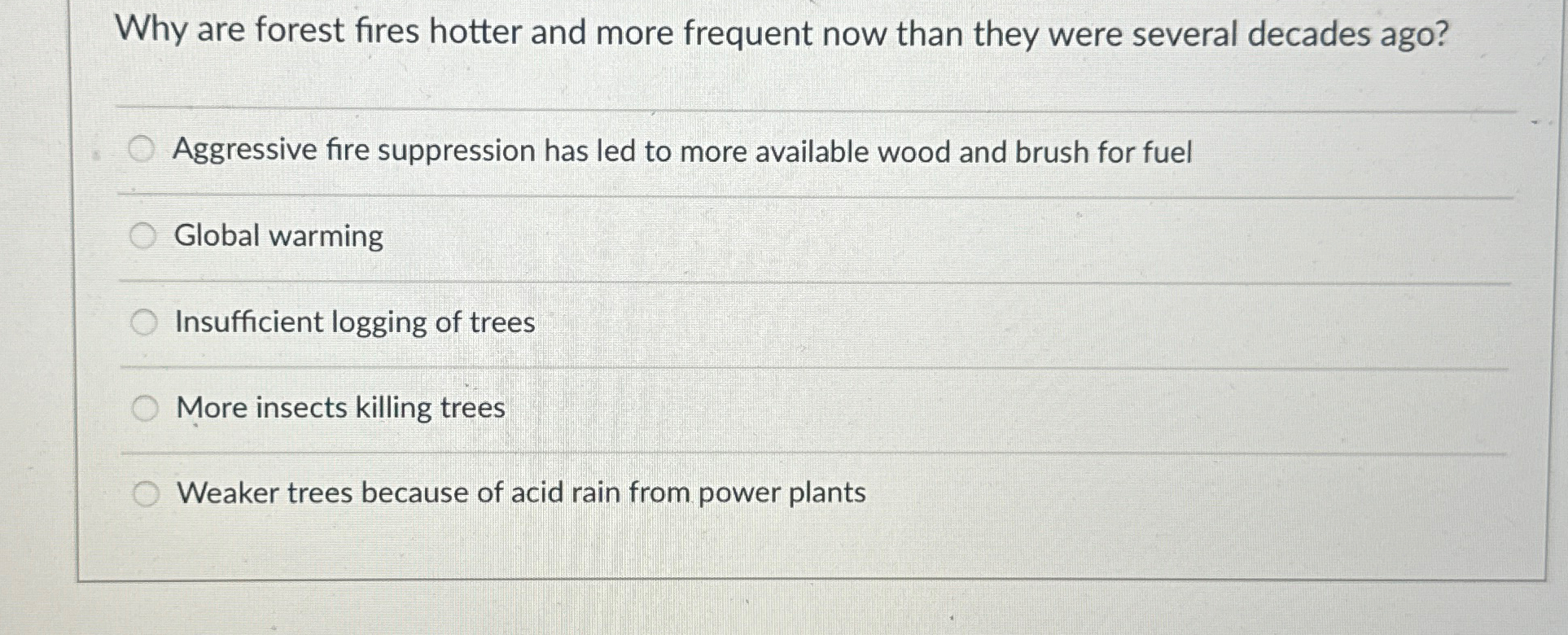 Solved Why are forest fires hotter and more frequent now | Chegg.com