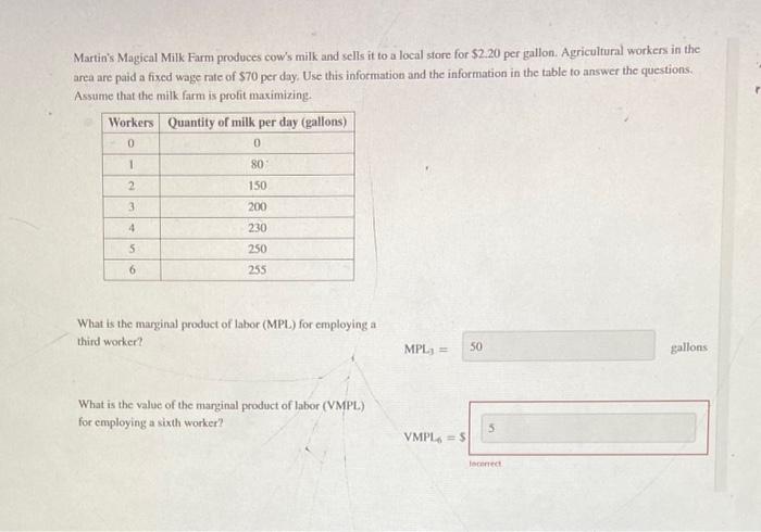 Solved Martin's Magical Milk Farm produces cow's milk and | Chegg.com