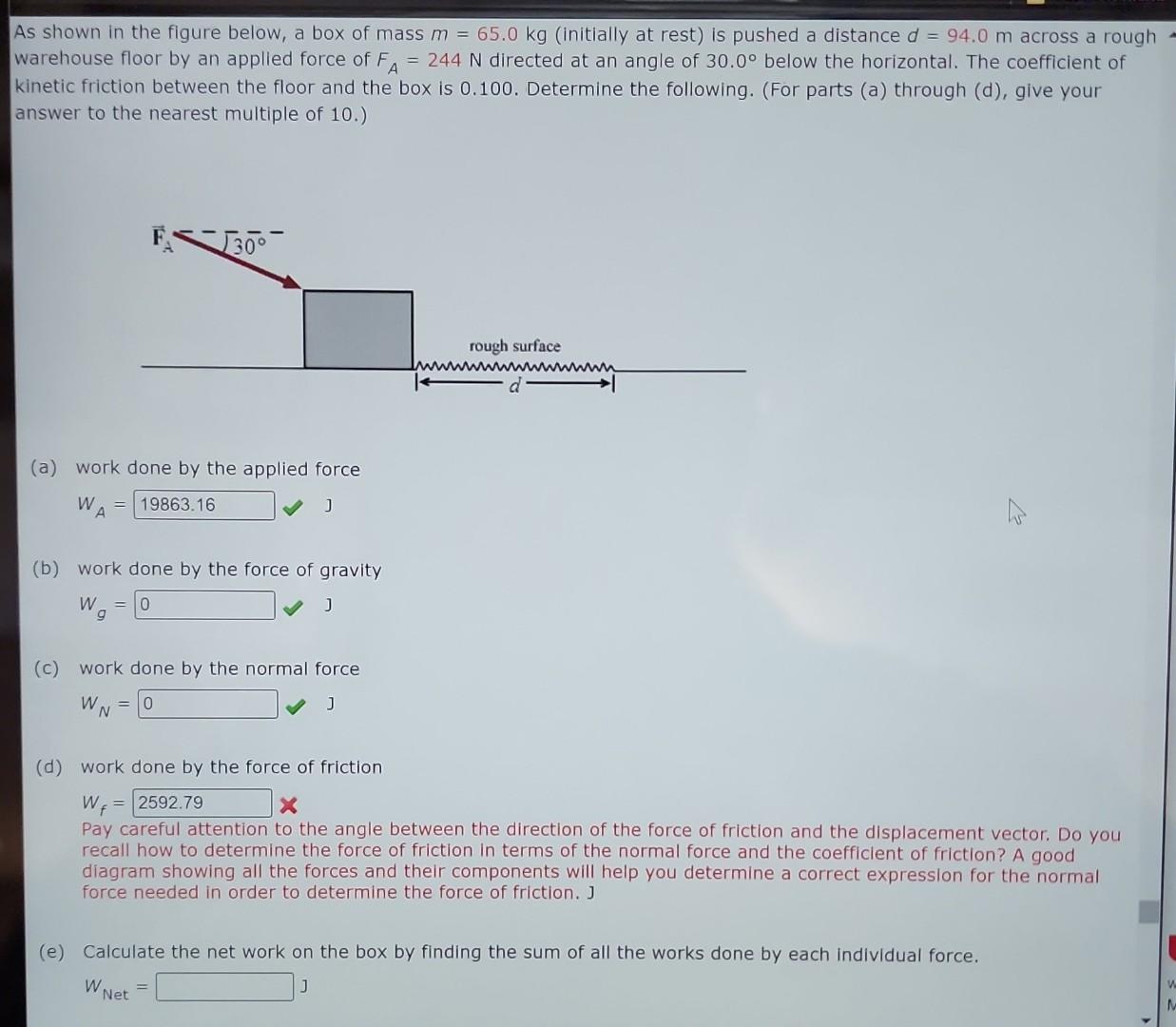 Solved As shown in the figure below, a box of mass m=65.0 kg | Chegg.com