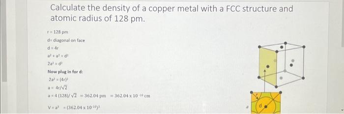 Solved Calculate the density of a copper metal with a FCC | Chegg.com