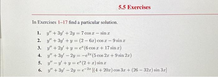 Solved In Exercises 1-17 find a particular solution. 1. | Chegg.com