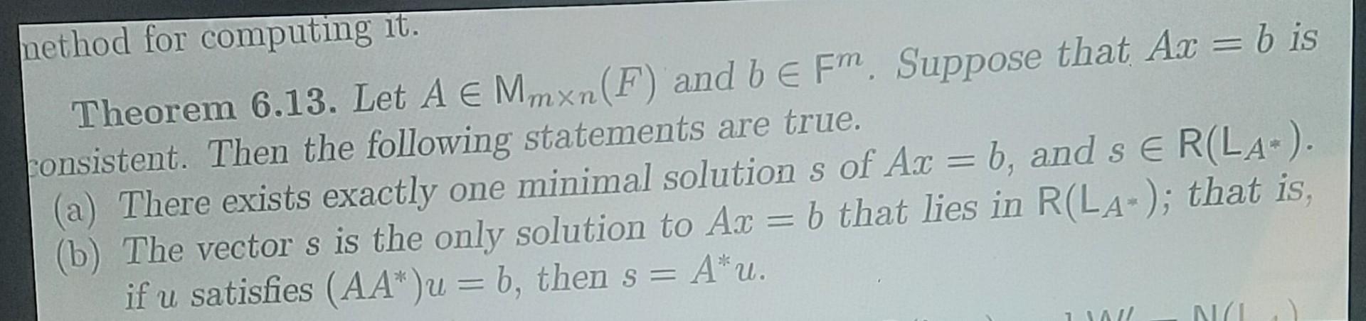 Solved nethod for computing it. Theorem 6.13. Let A∈Mm×n(F) | Chegg.com