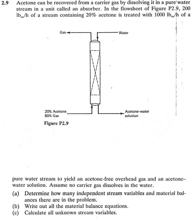 Solved 9 Acetone can be recovered from a carrier gas by | Chegg.com