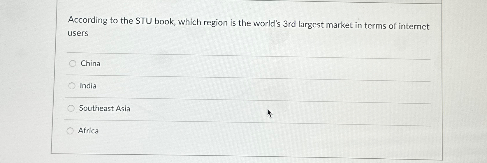 Solved According to the STU book, which region is the | Chegg.com