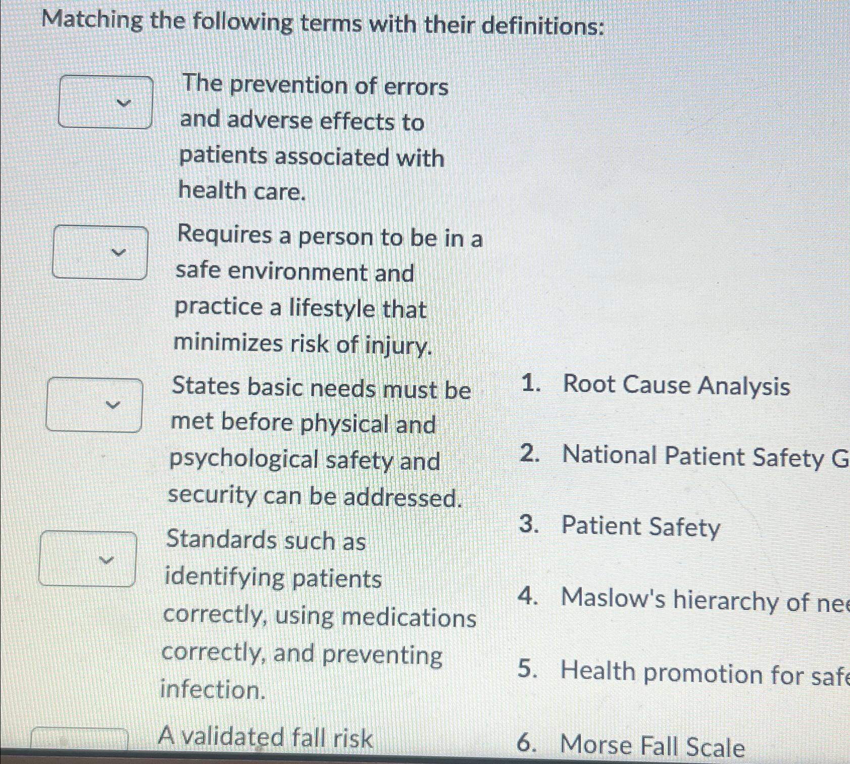 Solved Matching the following terms with their | Chegg.com