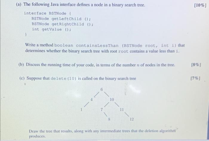 Solved (a) The following Java interface defines a node in a | Chegg.com
