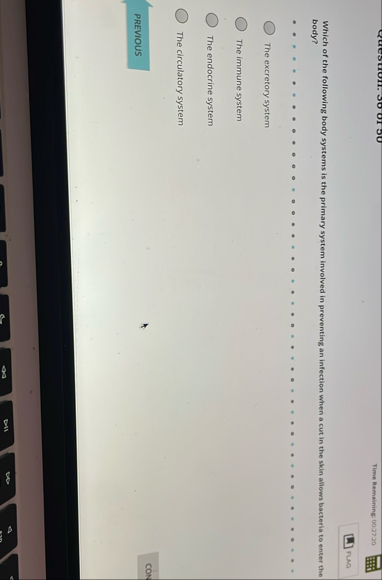 Solved Time Remaining: 00:27:20Which of the following body | Chegg.com