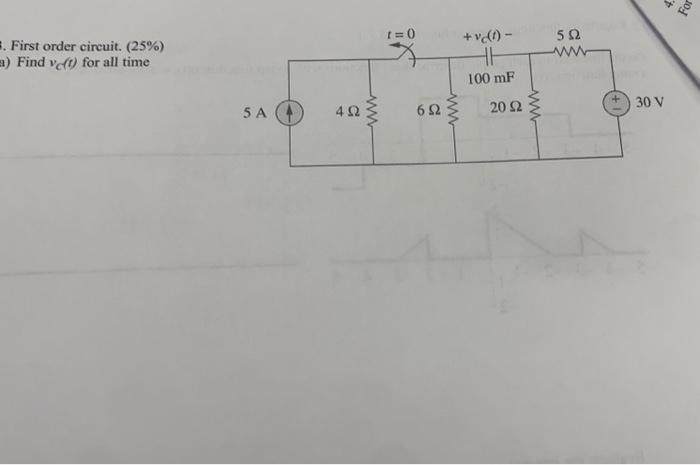 Solved First order circuit. ( 25%) a) Find vc(c) for all | Chegg.com