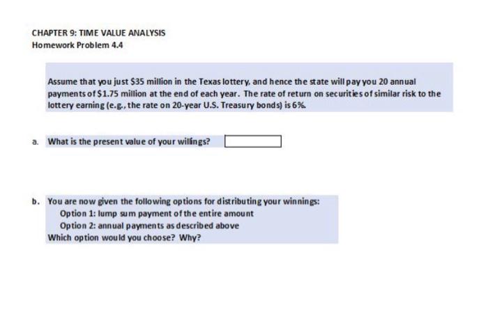 Solved CHAPTER 9: TIME VALUE ANALYSIS Homework Problem 4.4 | Chegg.com