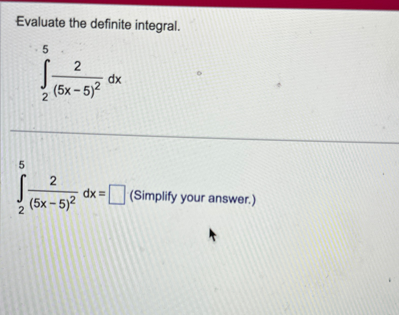 Solved Evaluate the definite | Chegg.com