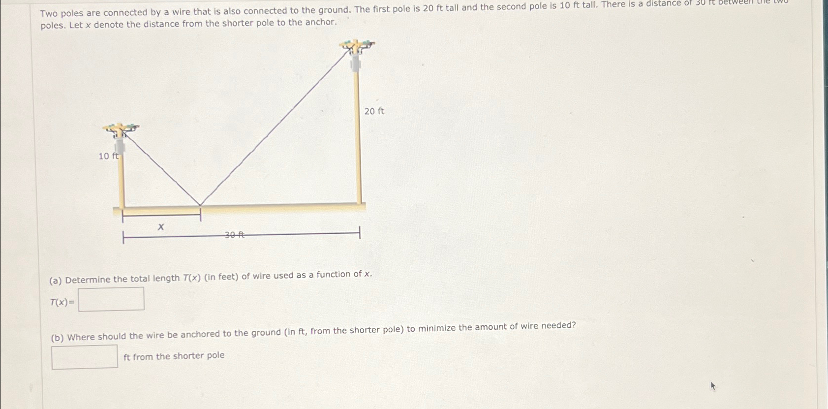 Solved Two poles are connected by a wire that is also | Chegg.com