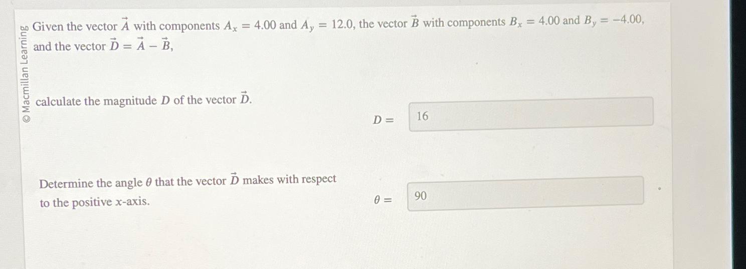 Solved av Given the vector vec(A) ﻿with components Ax=4.00 | Chegg.com