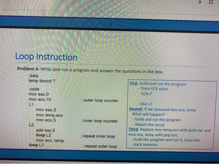 W Loop Instruction Problem 4 Write And Run A Program 1058