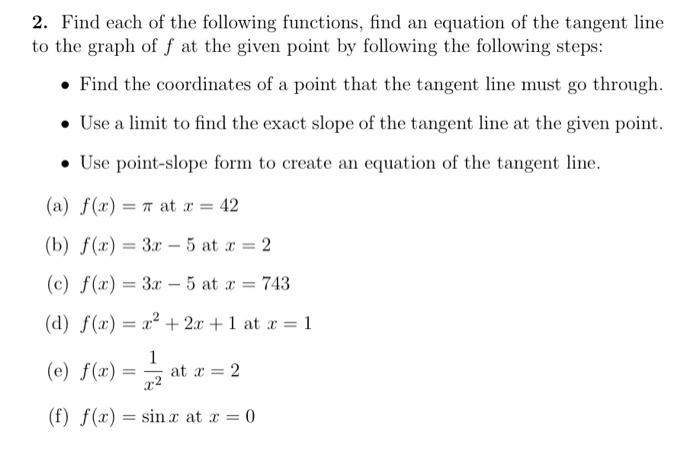 Solved 2. Find each of the following functions, find an | Chegg.com
