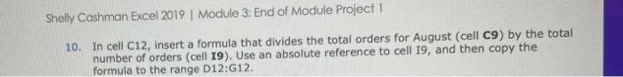 Solved Shelly Cashman Excel 2019 | Module 3: End of Module | Chegg.com