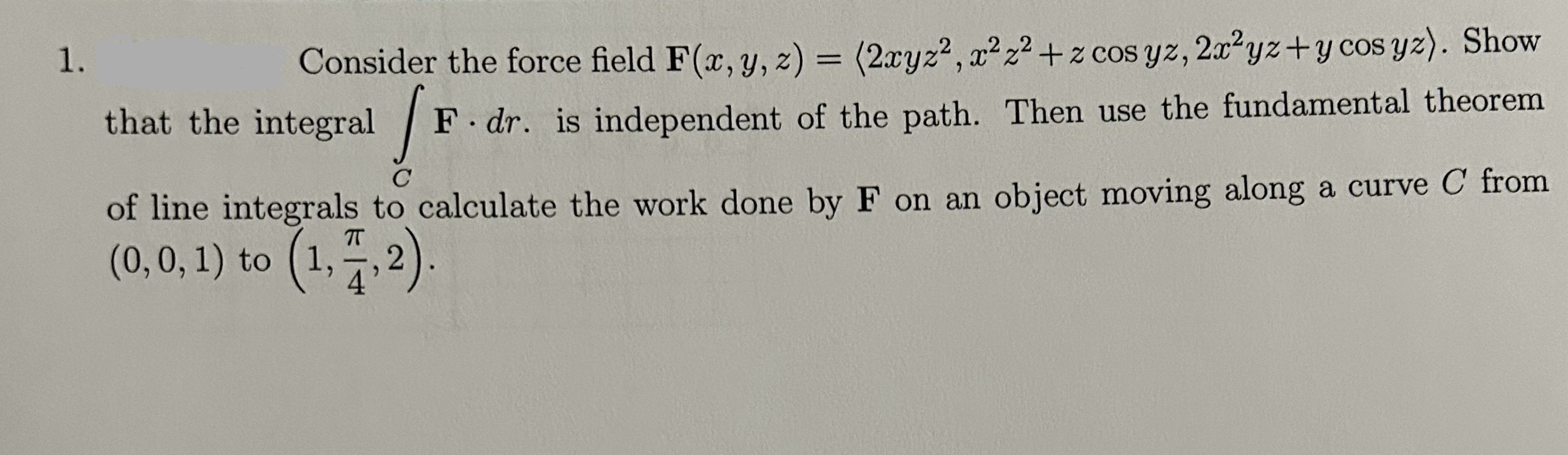 Solved Consider the force field | Chegg.com
