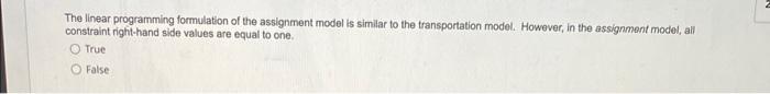 Solved The linear programming formulation of the assignment | Chegg.com