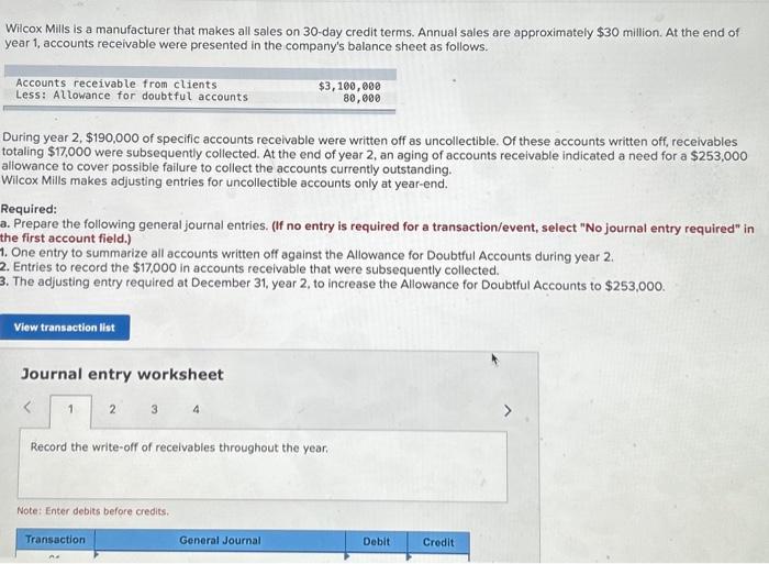 Solved Journal entry worksheet Record the write-off of | Chegg.com