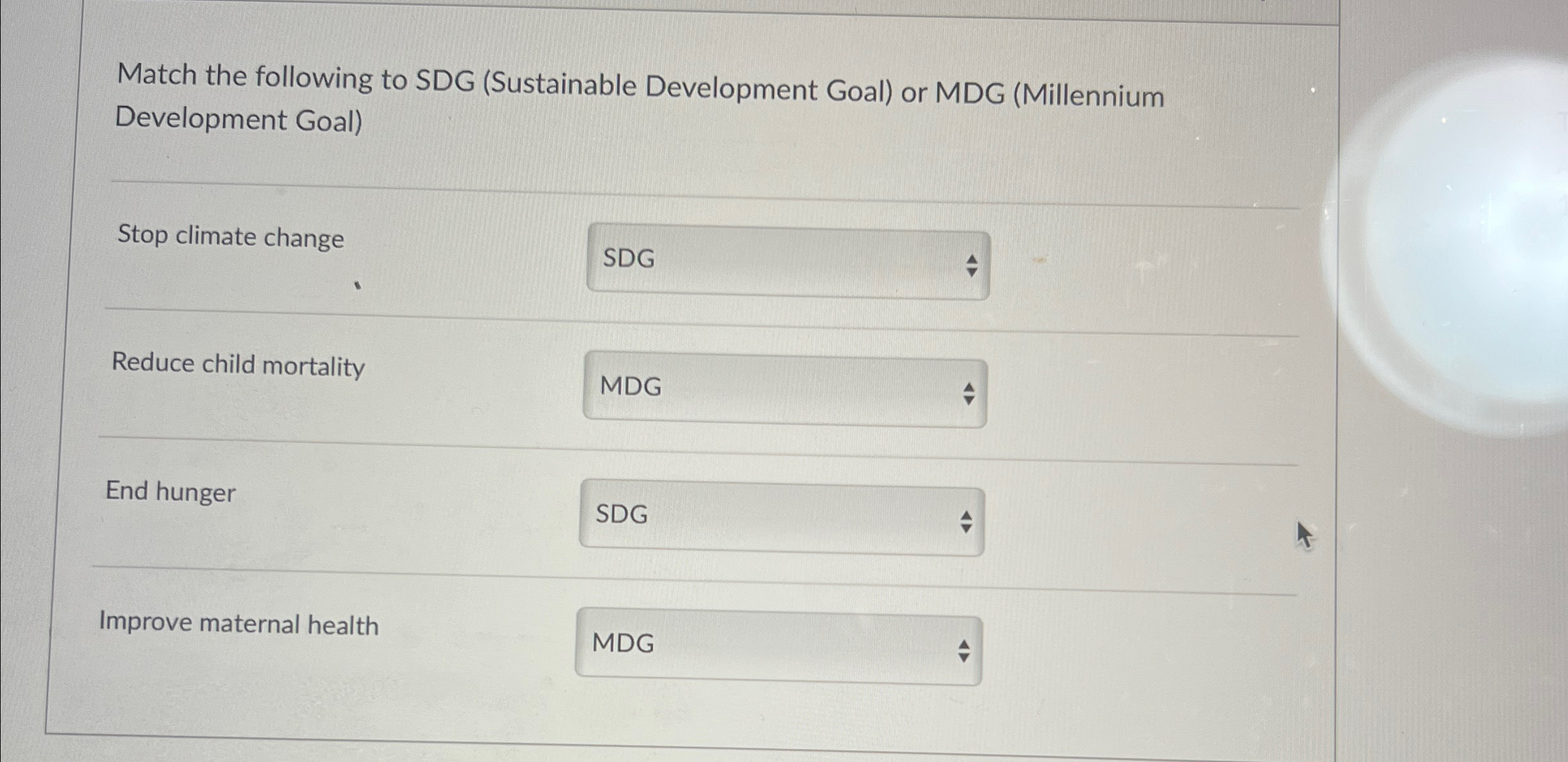 Solved Match the following to SDG (Sustainable Development | Chegg.com