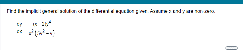 Solved Find the implicit general solution of the | Chegg.com