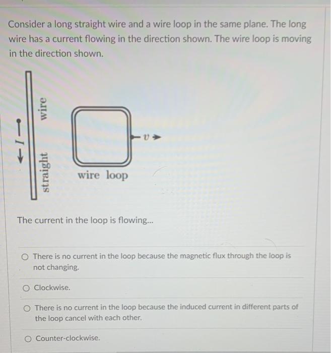 Solved Consider a long straight wire and a wire loop in the | Chegg.com