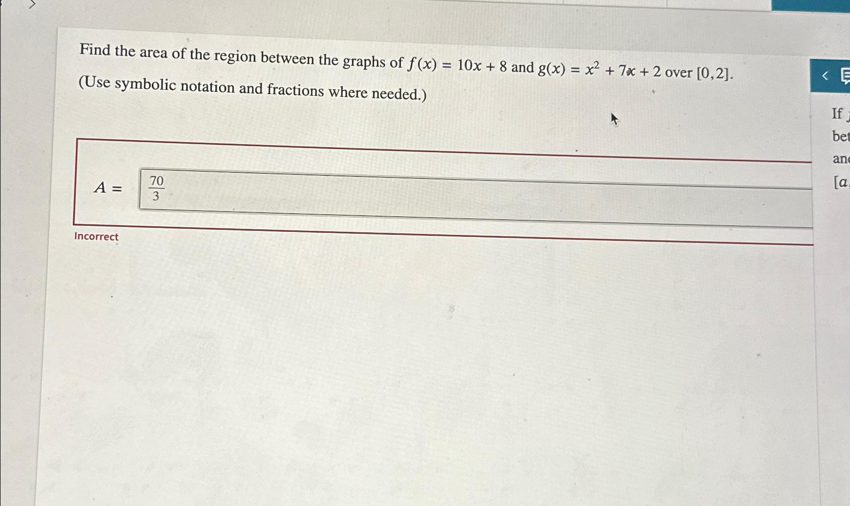 Solved Find the area of the region between the graphs of | Chegg.com