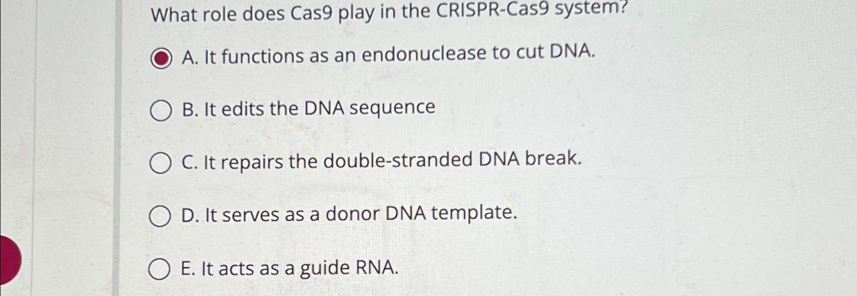 Solved What role does Cas9 ﻿play in the CRISPR-Cas9 | Chegg.com