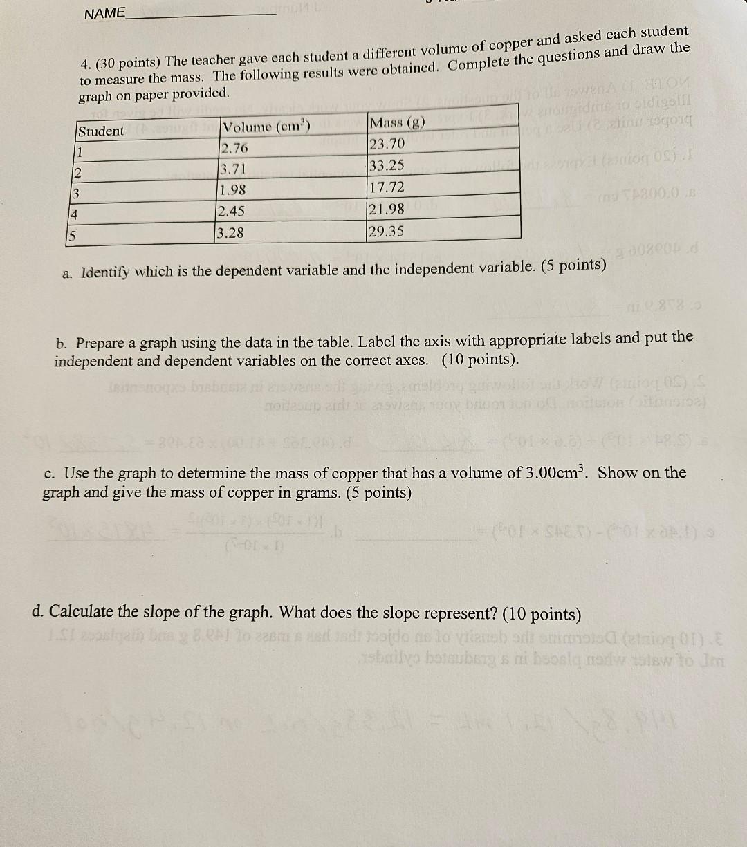 Solved 4. ( 30 points) The teacher gave each student a | Chegg.com