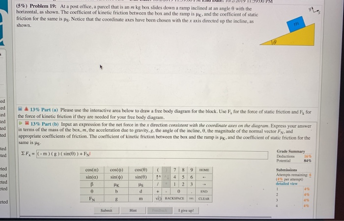 (5%) Problem 19: At a post office, a parcel that is | Chegg.com
