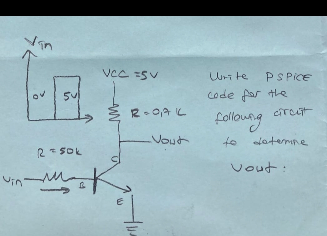 Solved Write PSPICE code for the following arcit to | Chegg.com
