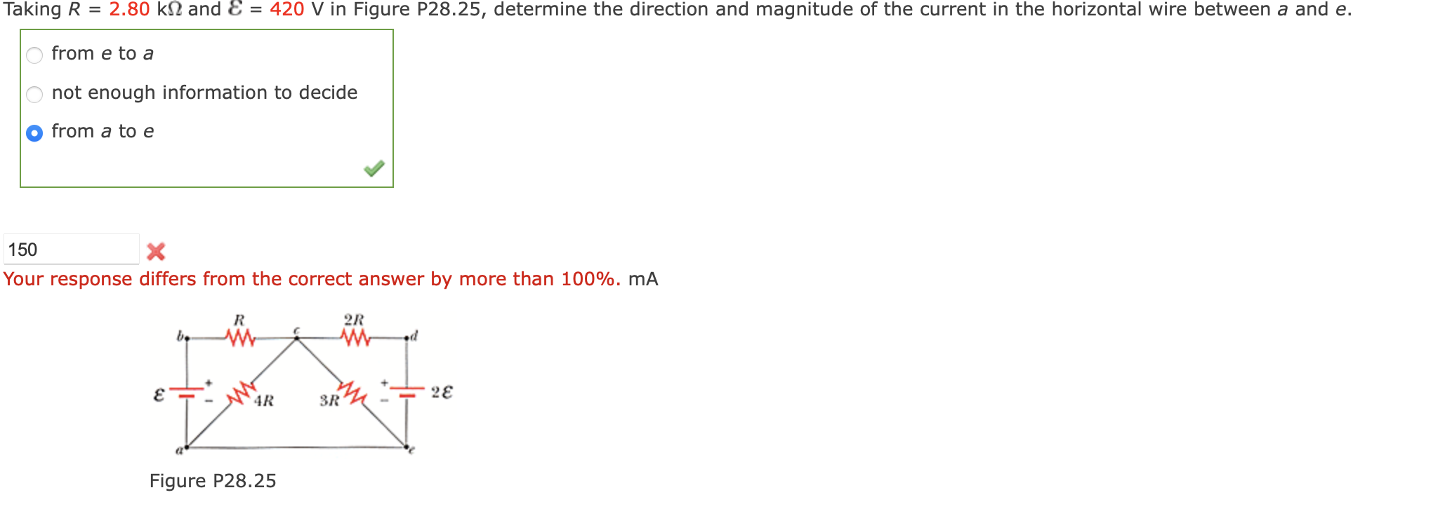 Solved Taking R = 2.80 ﻿k and = 420 ﻿V in Figure P28.25, | Chegg.com