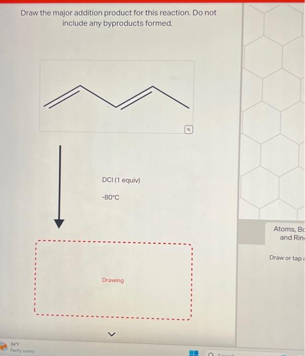 Solved Draw the major addition product for this reaction. Do | Chegg.com