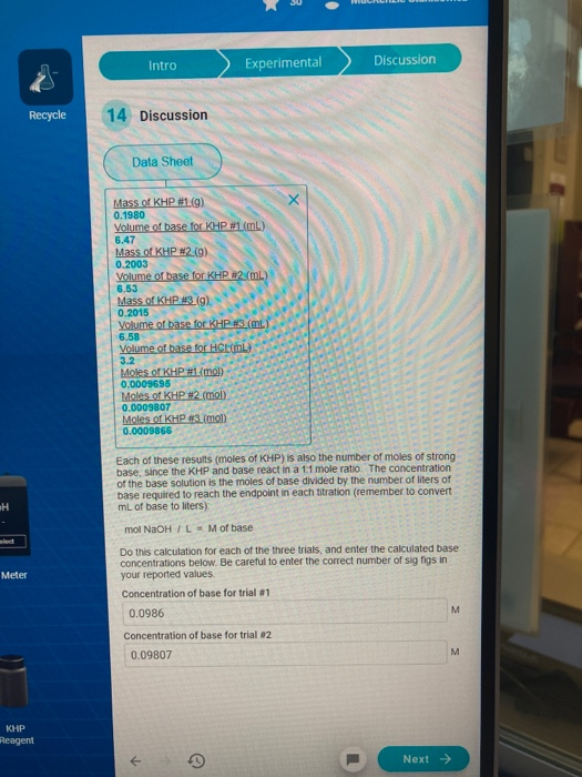 Solved Intro Experimental Discussion Recycle 14 Discussion | Chegg.com