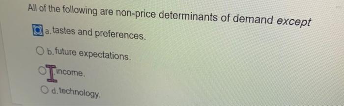 Solved All of the following are non-price determinants of | Chegg.com