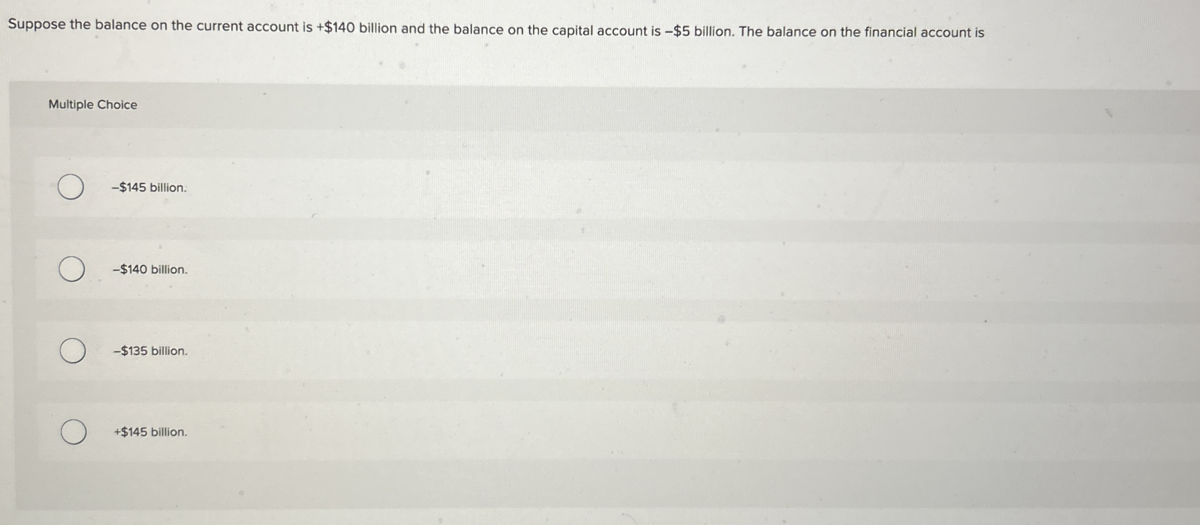 Solved Suppose the balance on the current account is $140 | Chegg.com