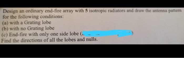 Design an ordinary end-fire array with 5 isotropic | Chegg.com