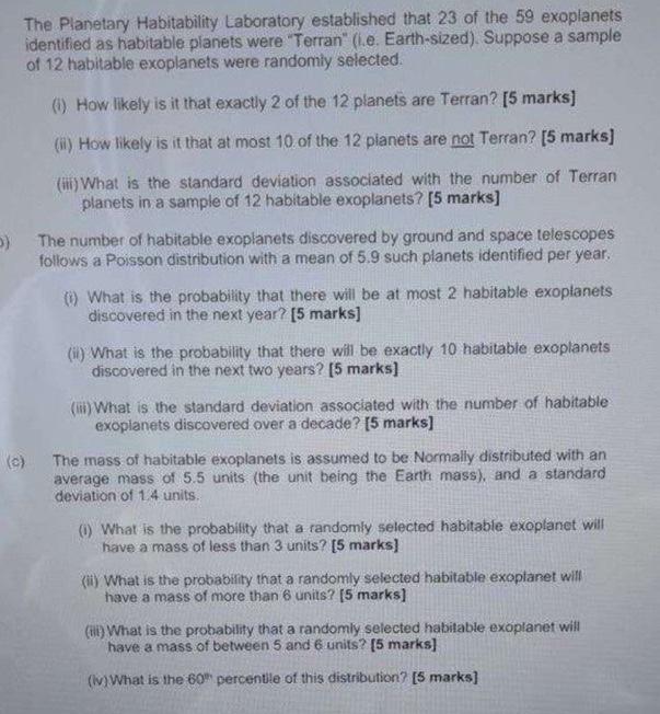 Solved The Planetary Habitability Laboratory established | Chegg.com