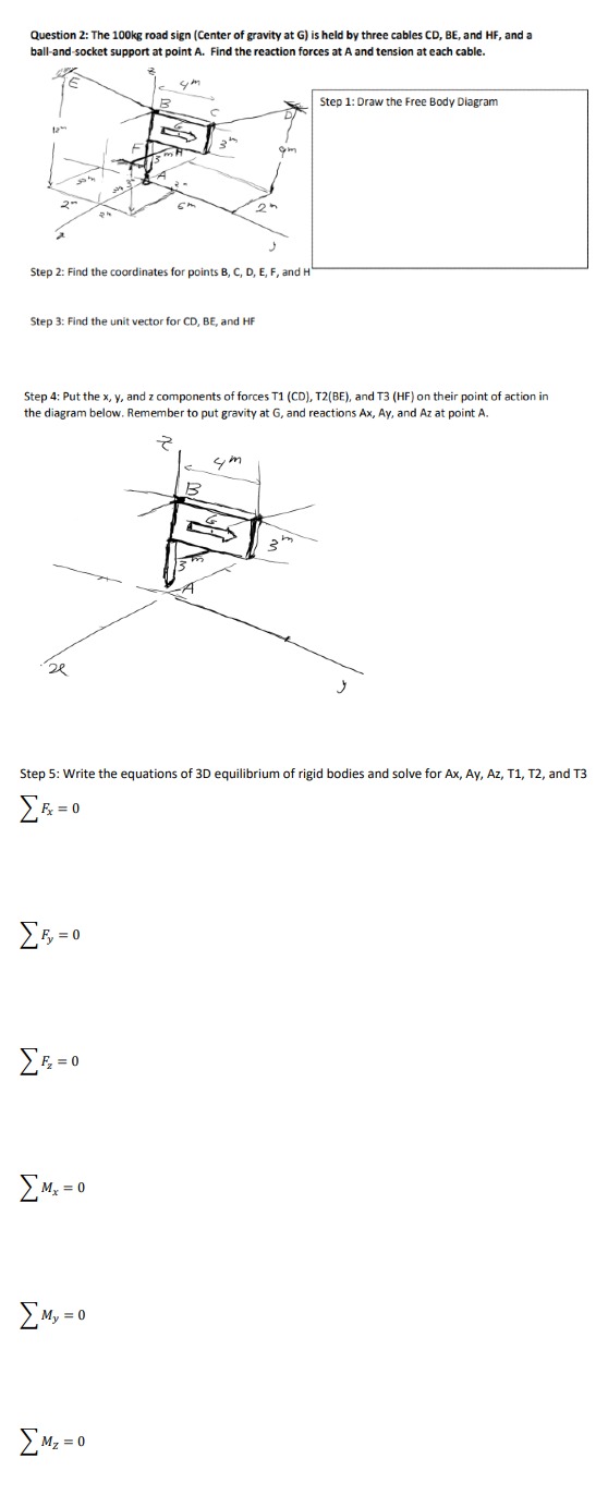 Solved Question 2: The 100 ﻿kg road sign (Center of gravity | Chegg.com