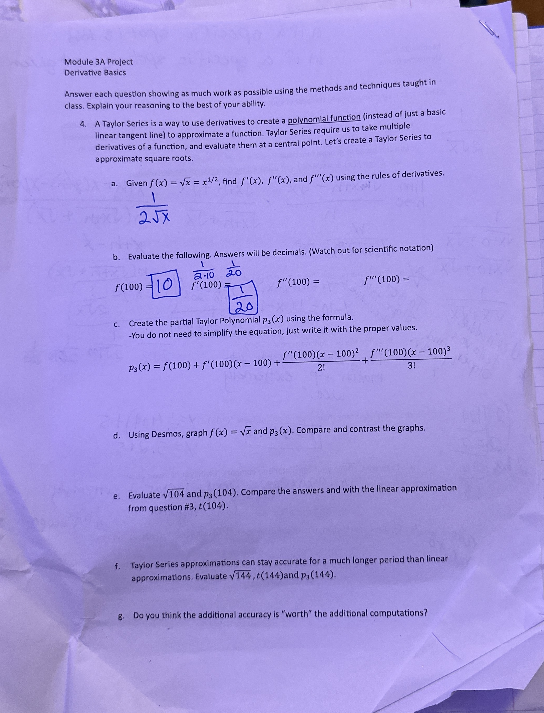 Solved Module 3A ProjectDerivative BasicsAnswer each | Chegg.com